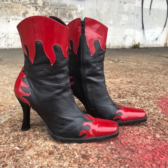 John Fluevog | Shoes | John Fluevog Red Flame Buffy Boots Size 2 | Poshmark